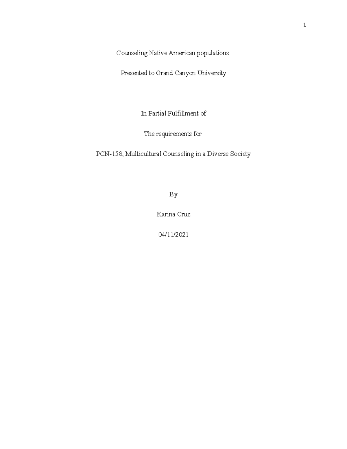 Counseling Native American Populations - Studocu
