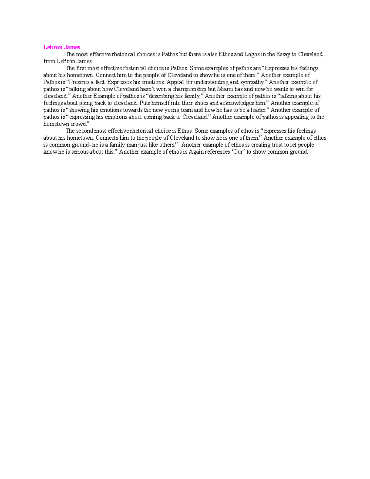 Lebron James Essay - evwkl - Lebron James The most effective rhetorical ...
