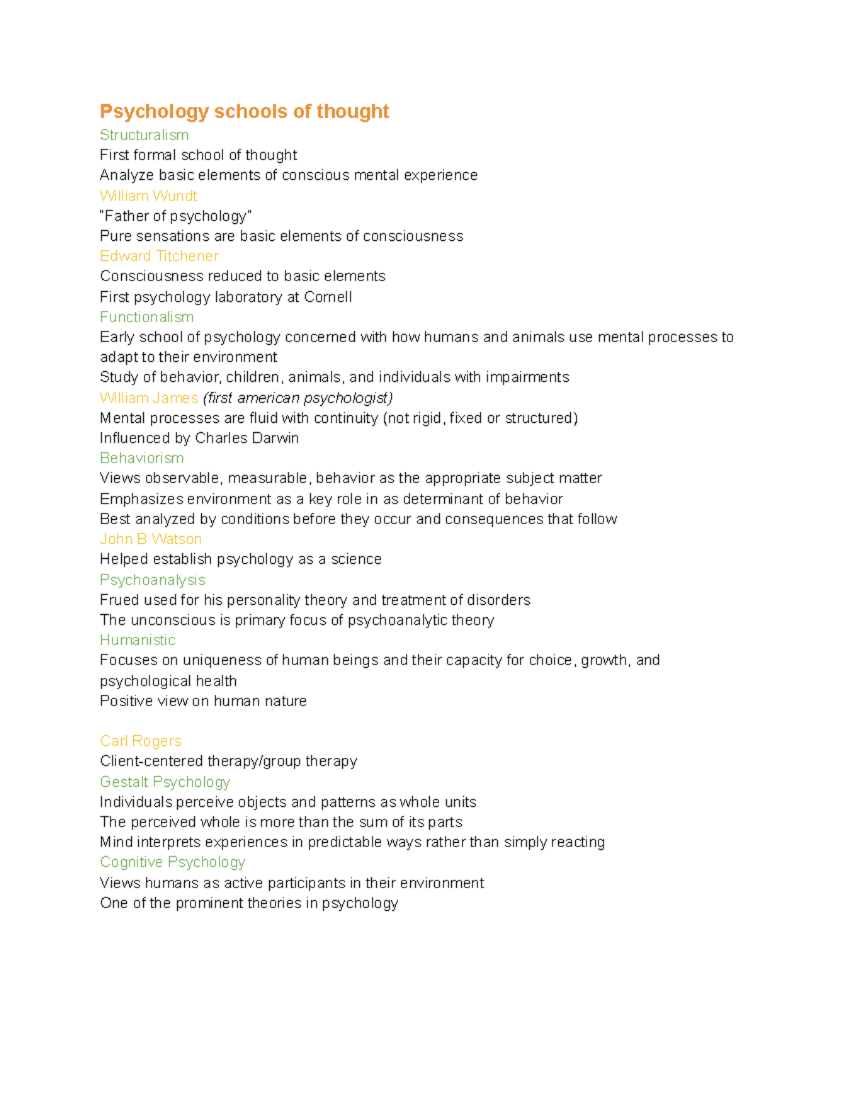 PSYC 105 Lecture Notes - Psychology schools of thought Structuralism ...