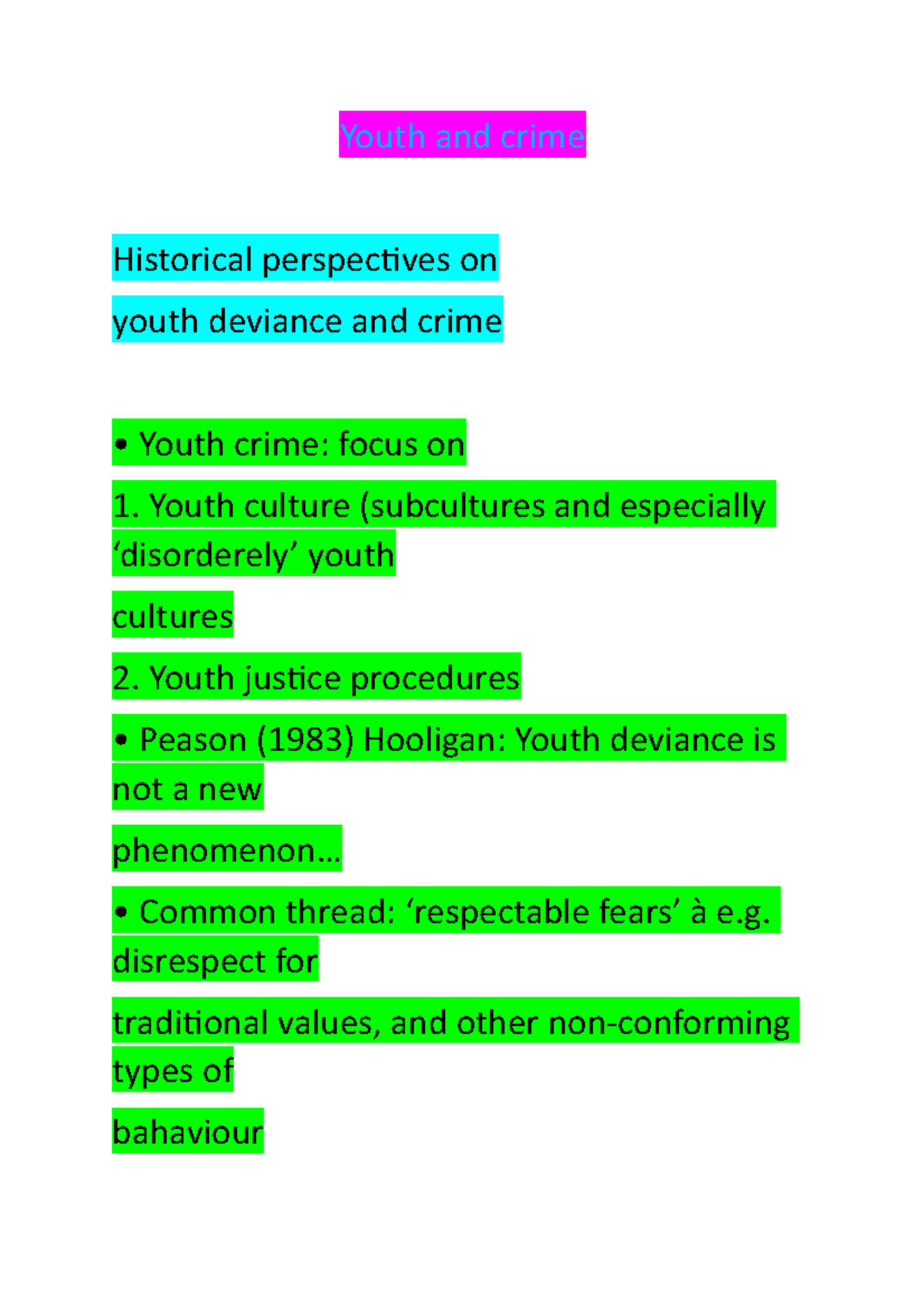 Youth and deviance complete - Youth and crime Historical perspectives ...