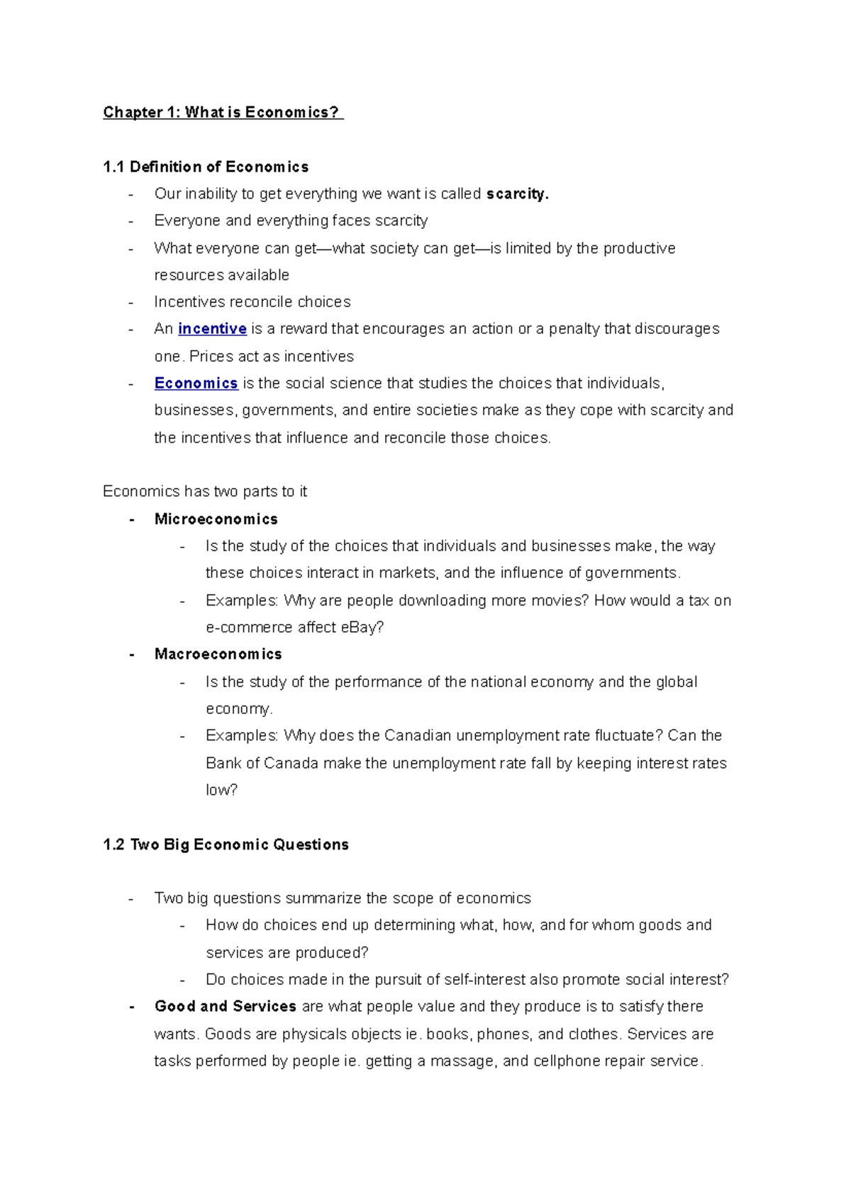 Chapter 1 What is Economics - Chapter 1: What is Economics? 1 ...
