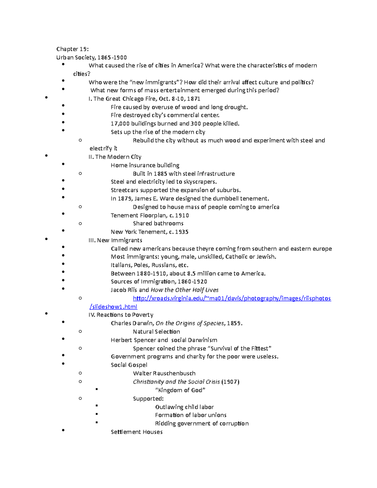 Lecture 4 - Dr. Benjamin Fitzpatrick - Chapter 19: Urban Society, 1865 ...