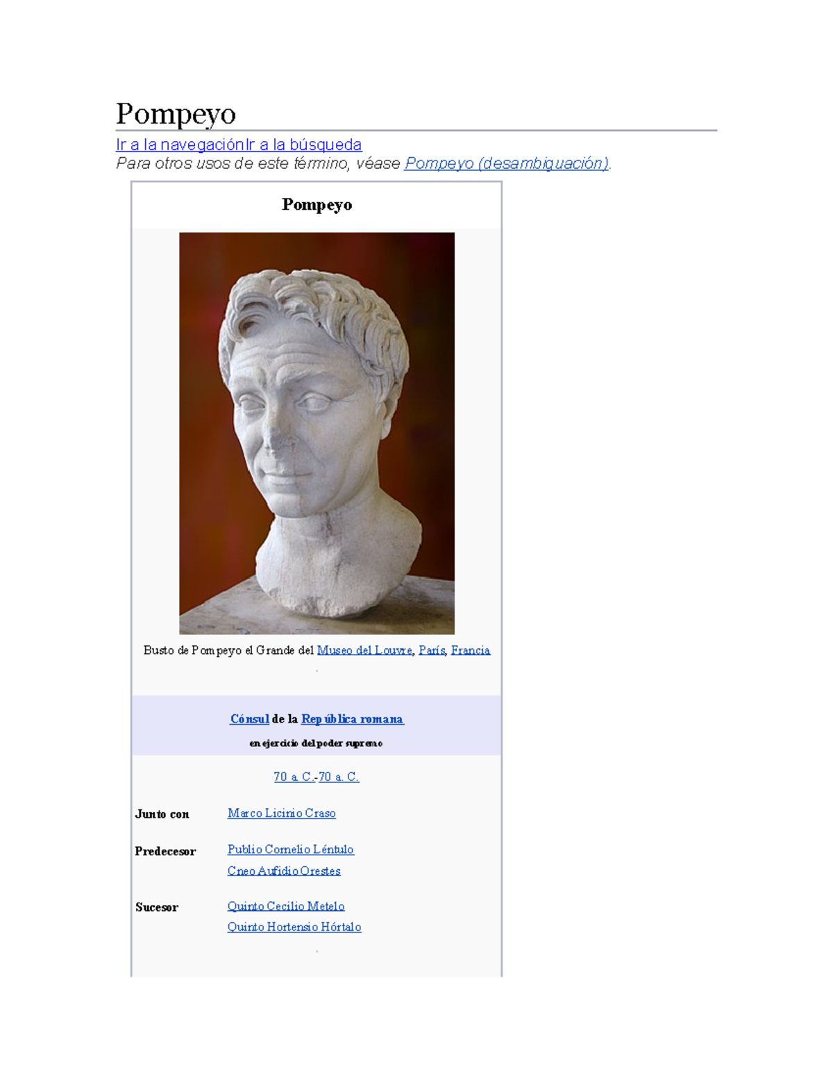 Historia de Pompeyo - Pompeyo Ir a la navegación Ir a la búsqueda Para ...