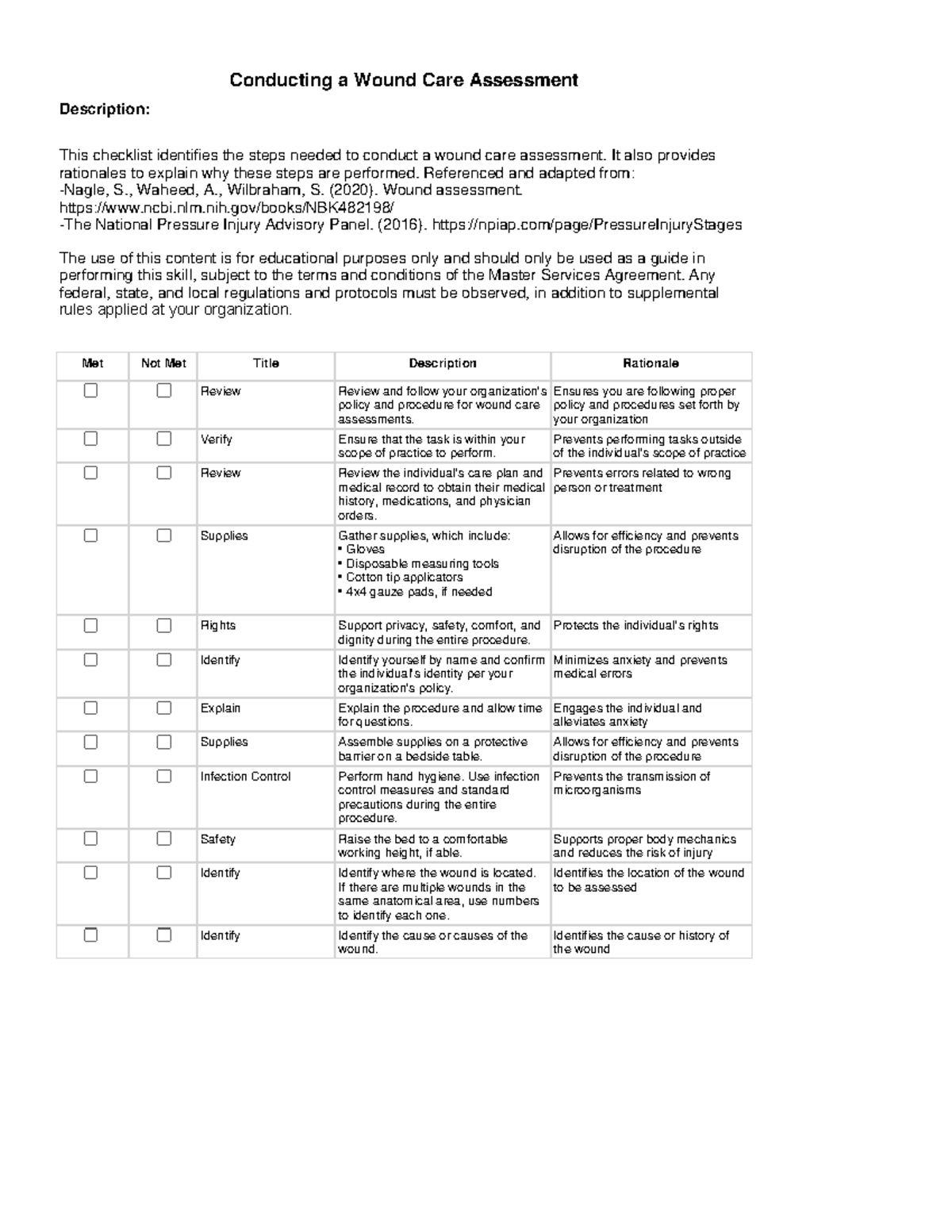 Conducting a wound care assessment - It also provides rationales to ...