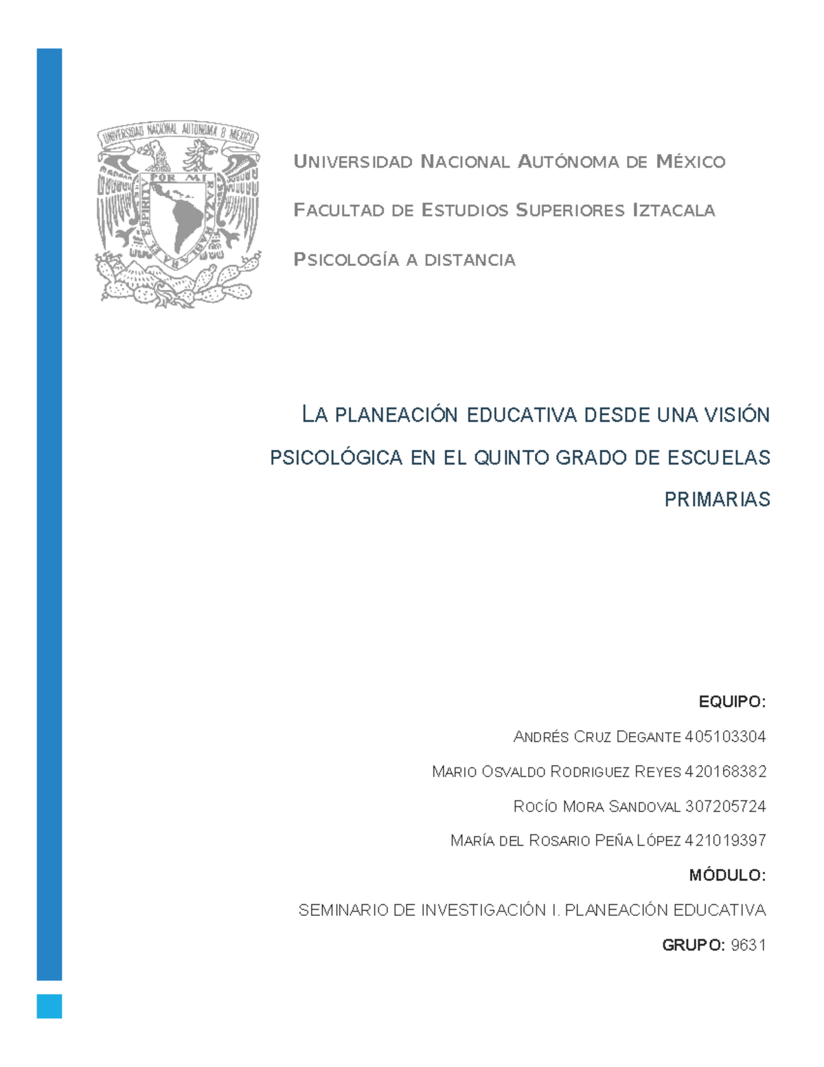 Proyecto DE Investigación Final - UNIVERSIDAD NACIONAL AUTÓNOMA DE ...