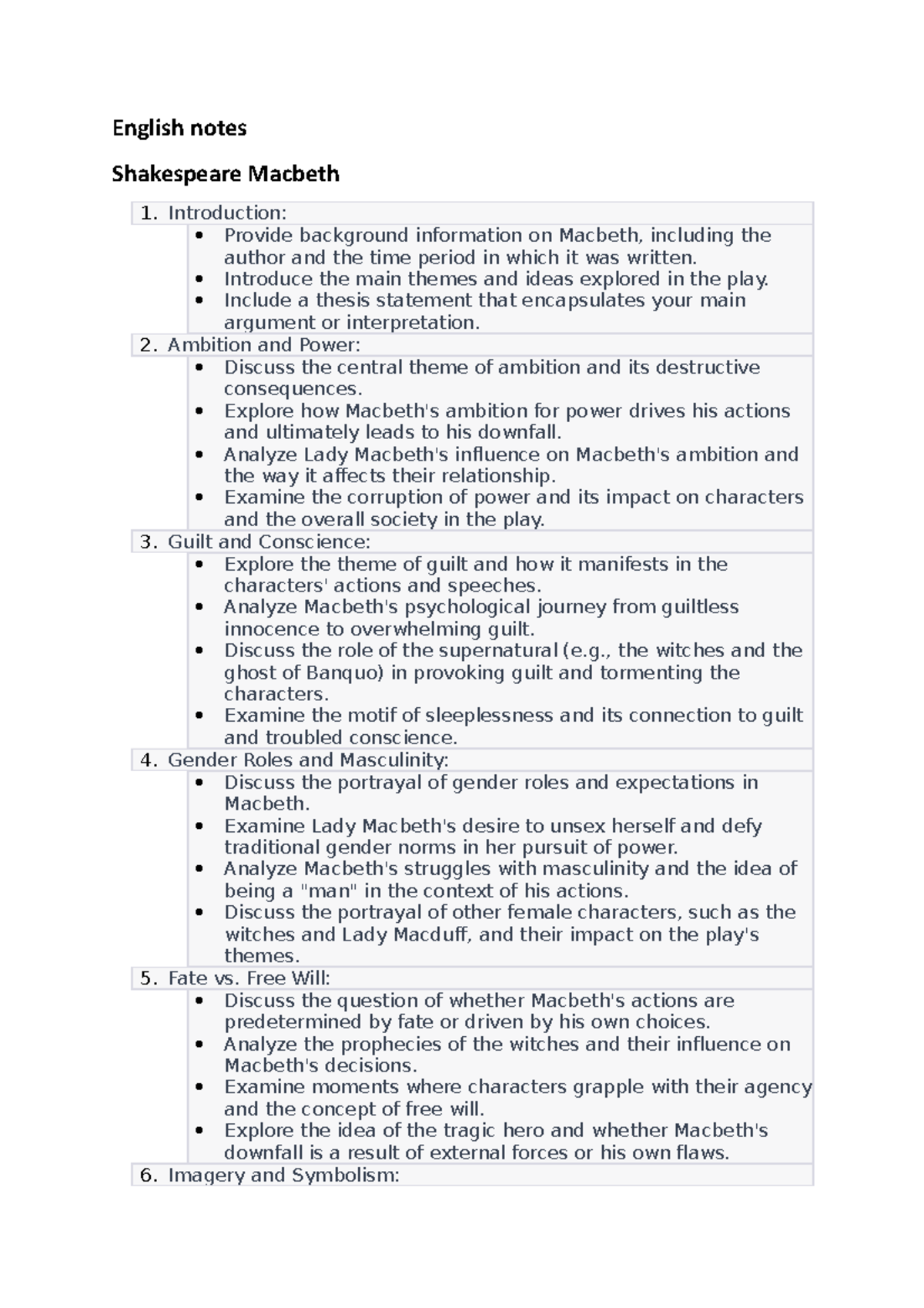 English notes - yes - English notes Shakespeare Macbeth 1. Introduction ...