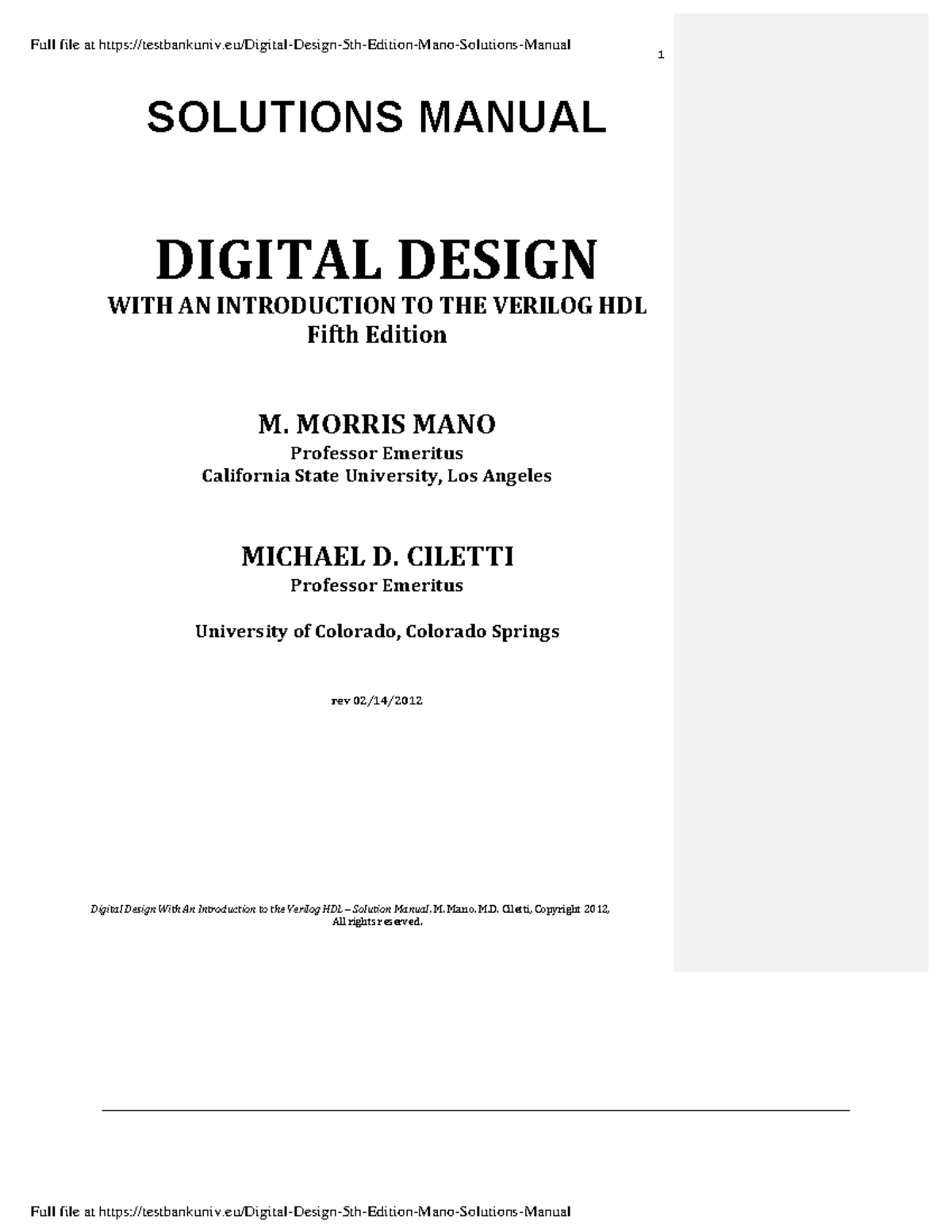Idoc - Digital Design With An Introduction to the Verilog HDL ...