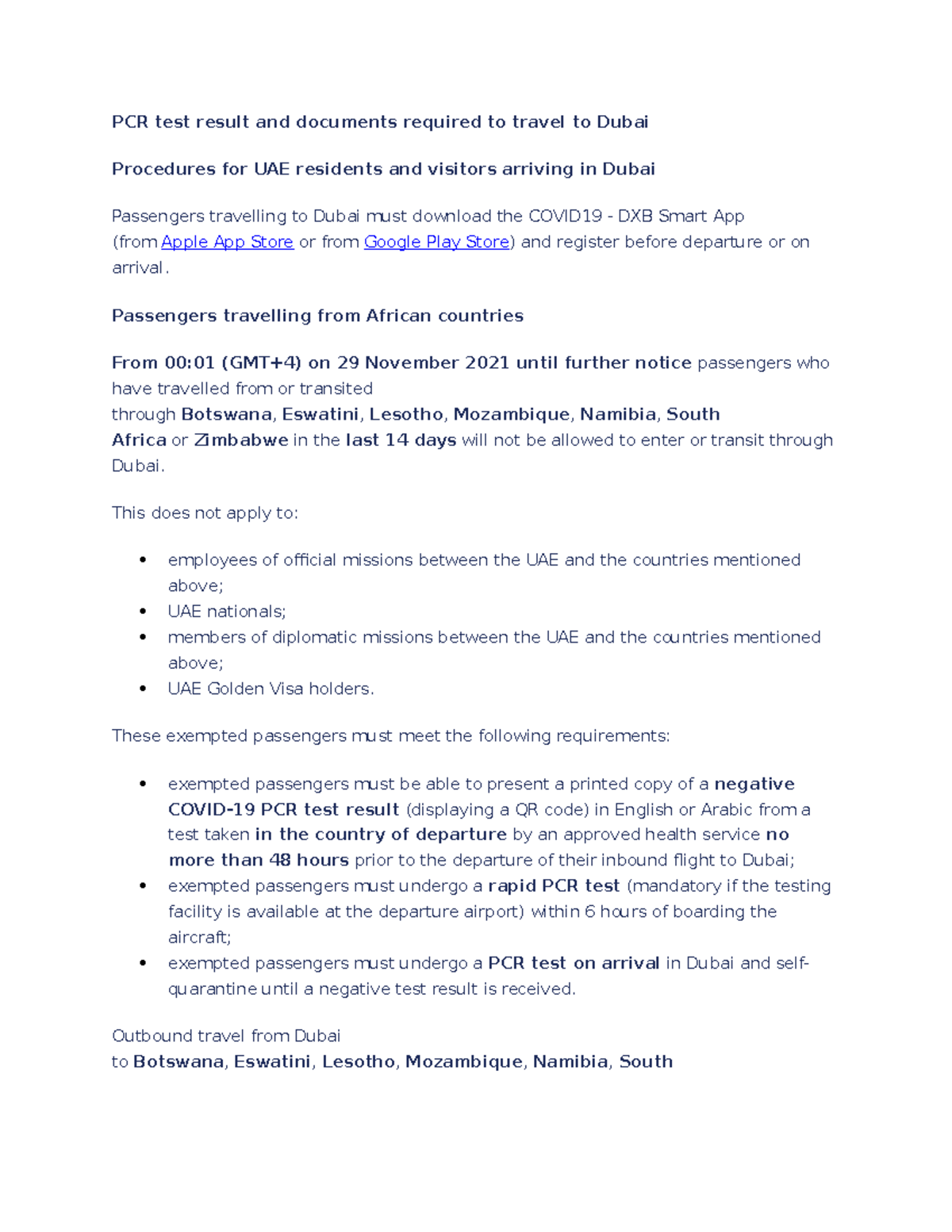 PCR test result and documents required to travel to Dubai - Passengers ...