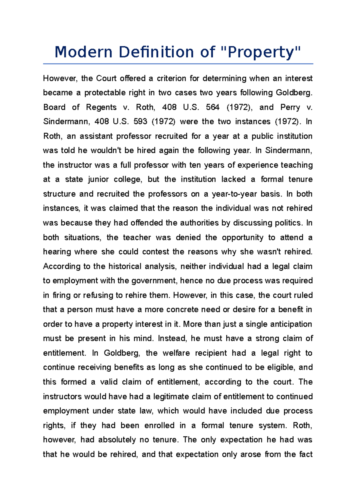 Modern Definition of Property - Modern Definition of "Property" However ...