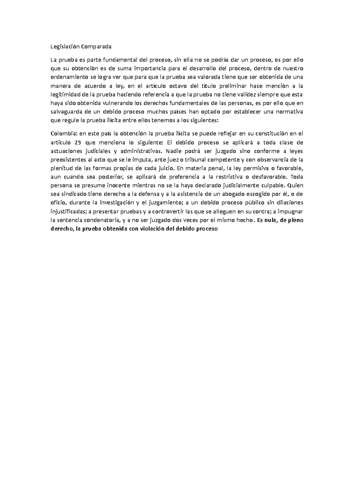 Legislación Comparada - Legislación Comparada La prueba es parte ...