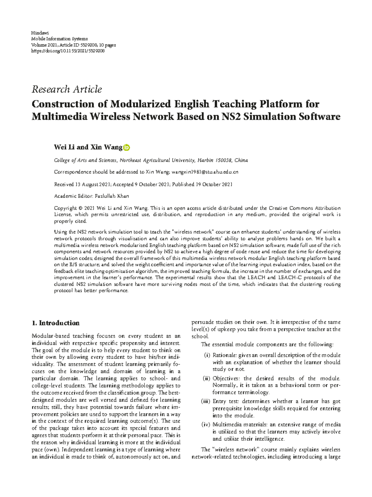 Construction of Modularized English Teaching Platf - ahu.edu Received ...
