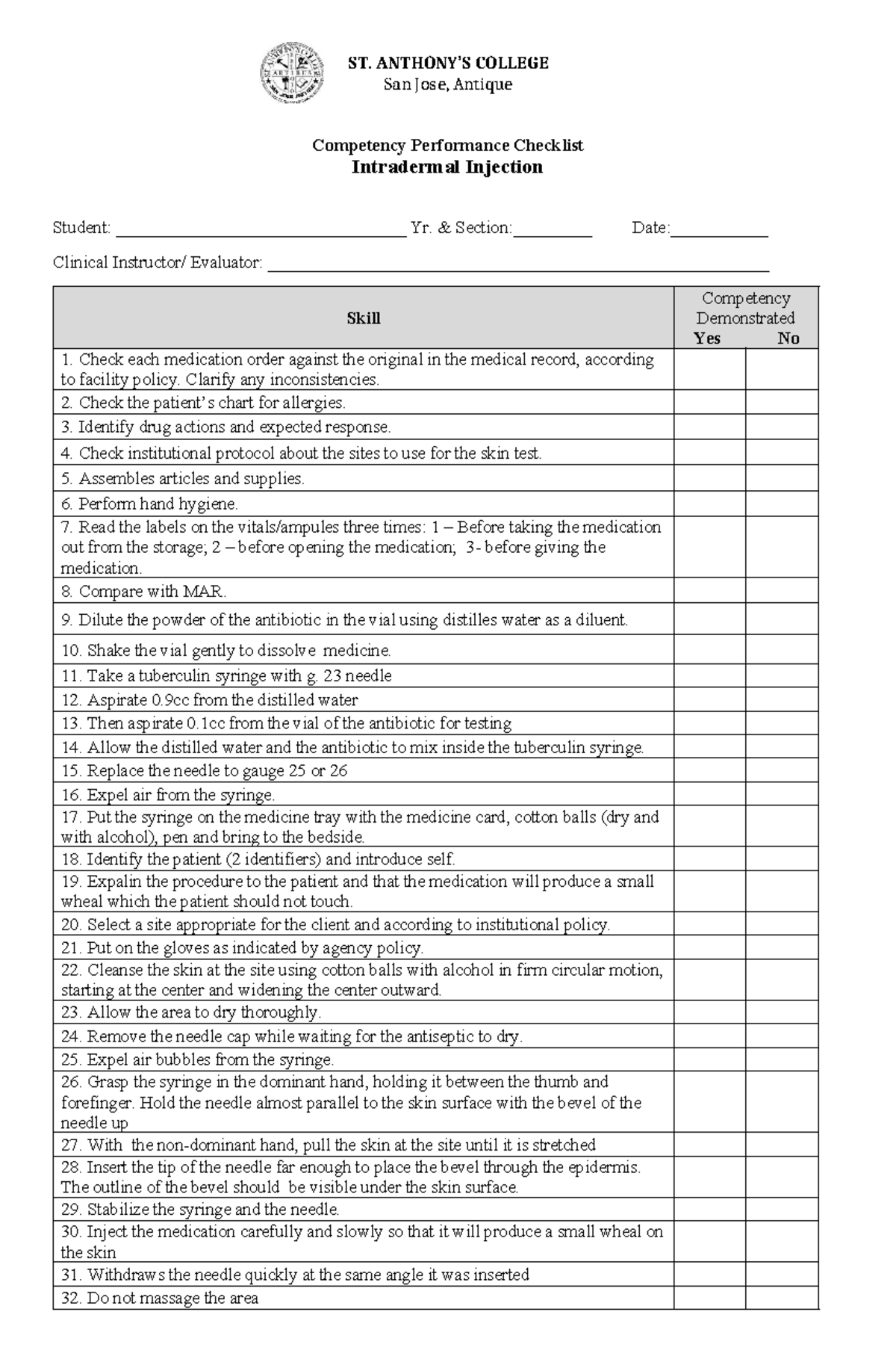 Parenteral Medication Administration Checklist 4 11 24 - San Jose ...