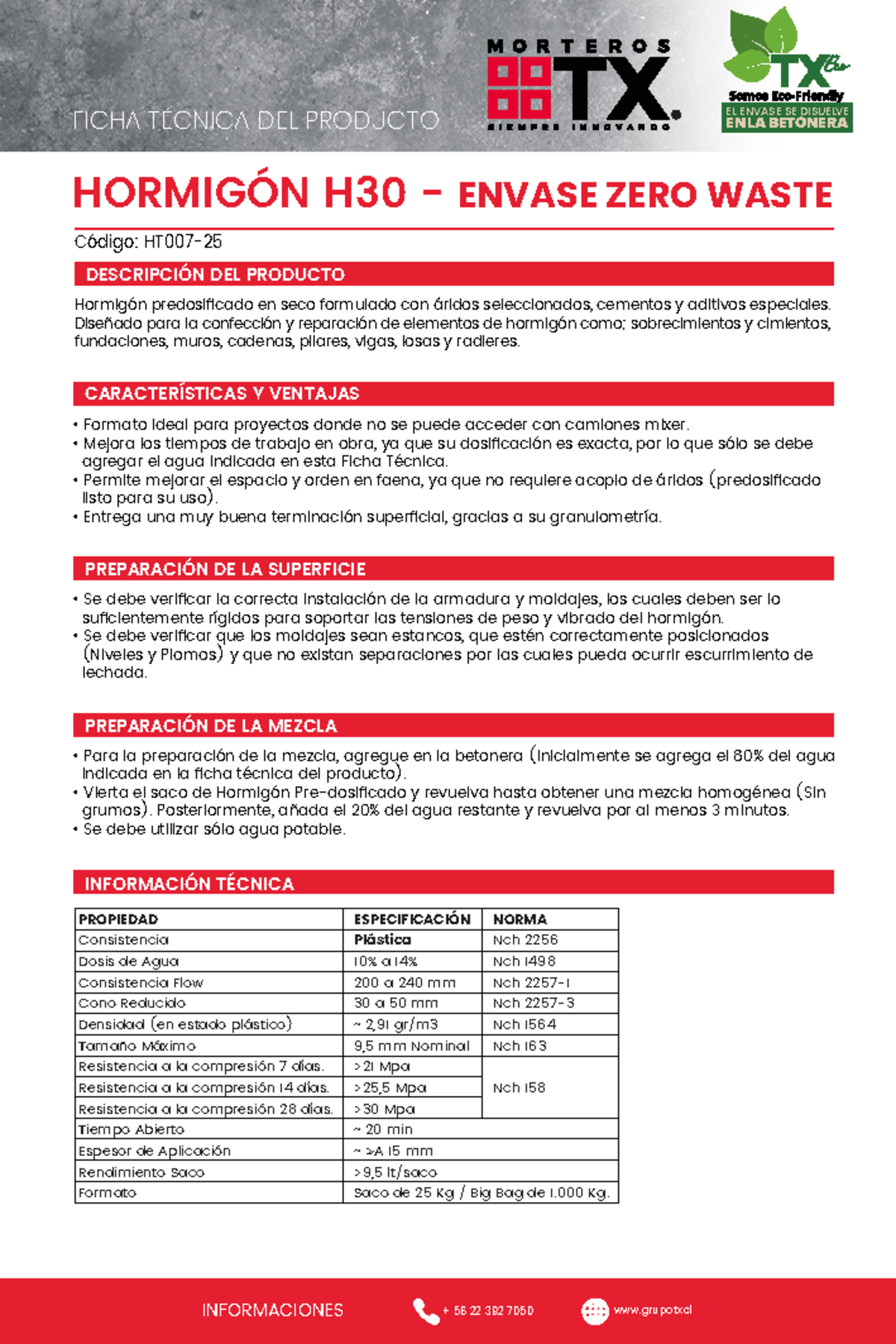 FT HormigóN H30 ZERO Waste - HORMIGÓN H30 - ENVASE ZERO WASTE Código ...