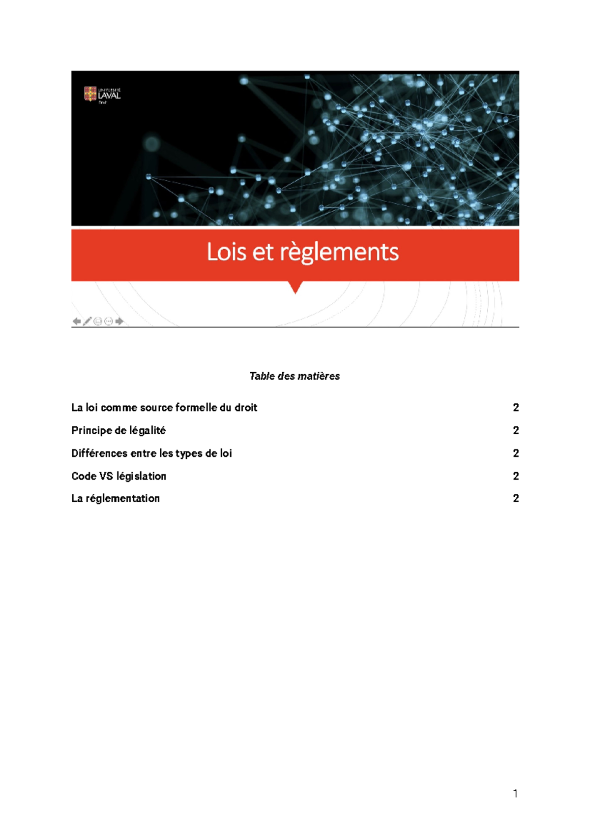 La loi comme source du droit (capsule) - Notes - Table des matières La ...