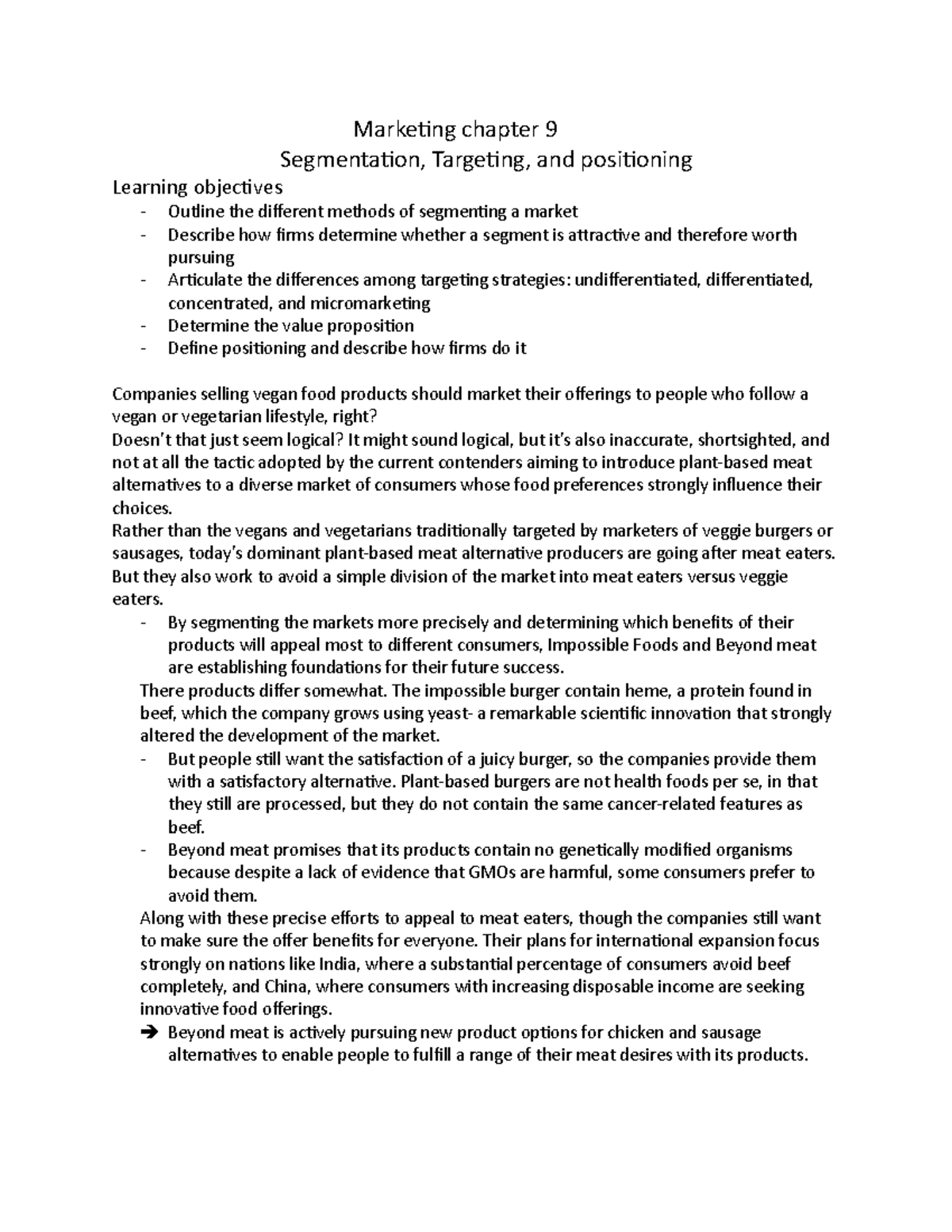 Marketing Chapter 9 Rather Than The Vegans And Vegetarians