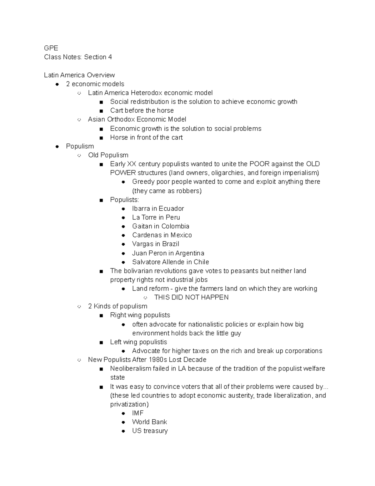 GPE Class Notes Section 4 - GPE Class Notes: Section 4 Latin America ...
