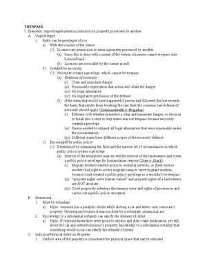 Property Law - Outline - PROPERTY LAW I. Possession A. POSSESSION V ...