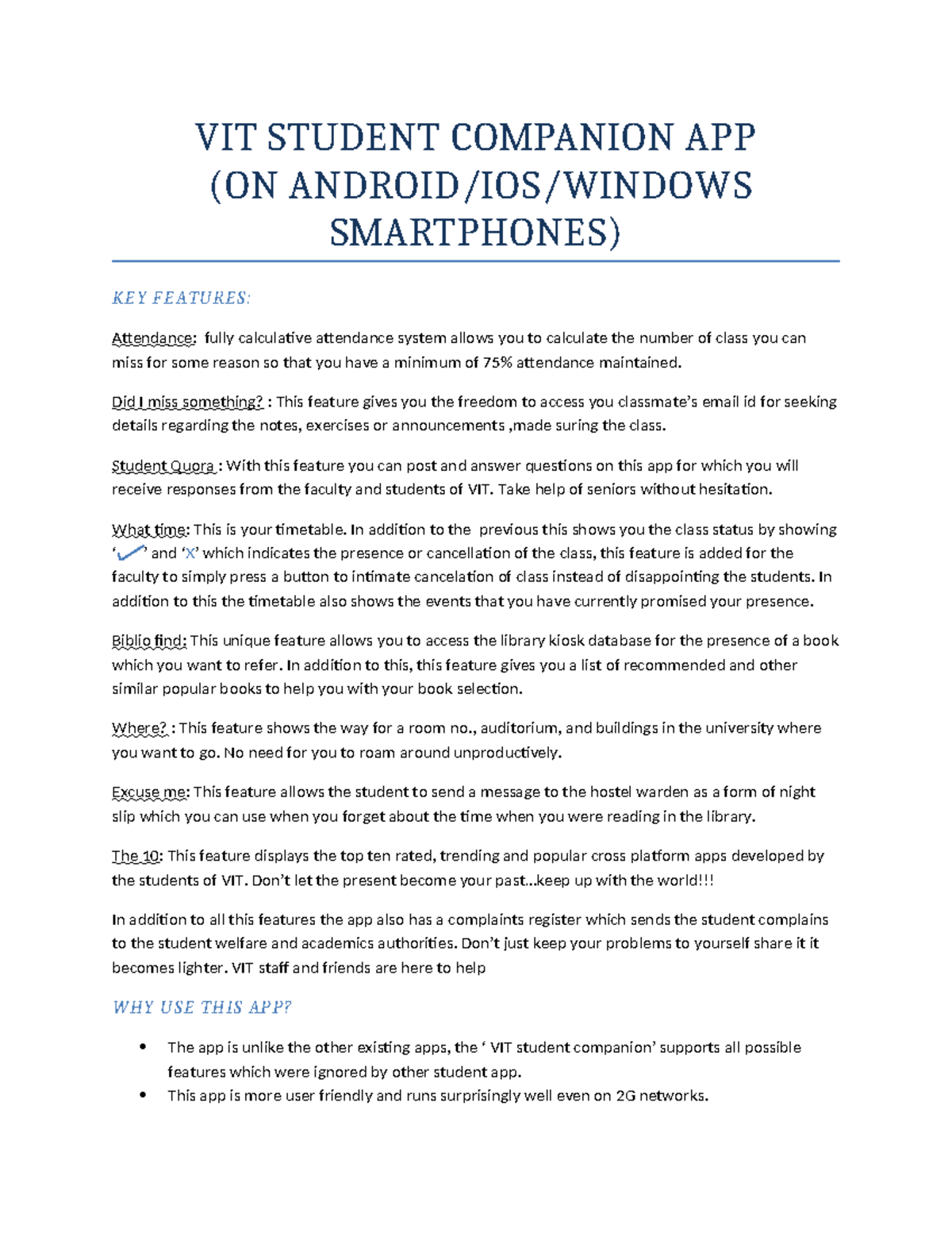 Dsproject newsds - VIT STUDENT COMPANION APP (ON ANDROID/IOS/WINDOWS ...