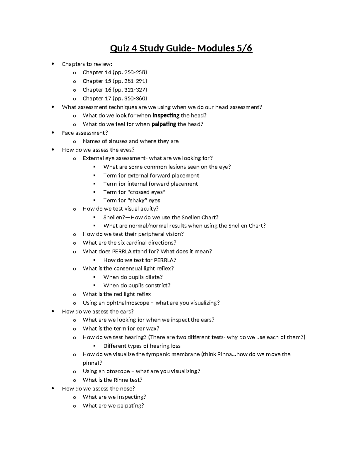 Quiz Study Guide- Modules 4 and 5 - Quiz 4 Study Guide- Modules 5 ...