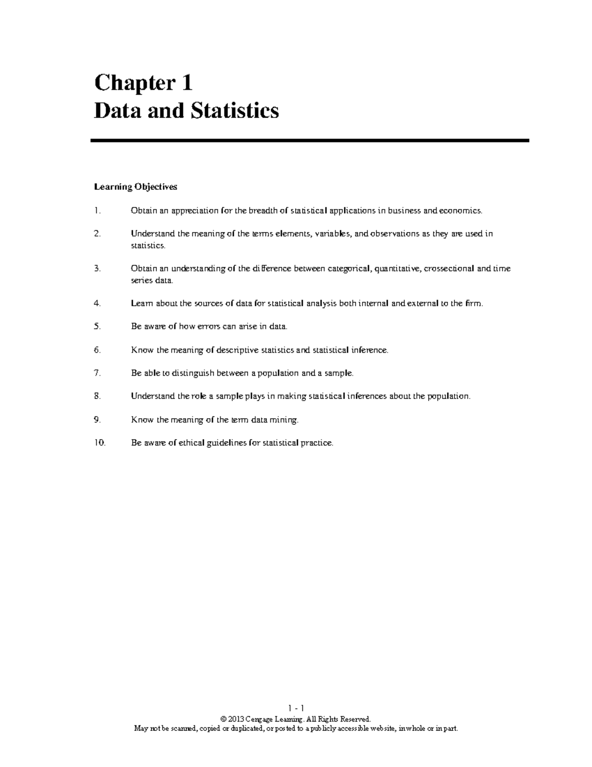 Solution of exercises of Chapter1 - Data and Stati stics Learning Objectives Obtain an ...