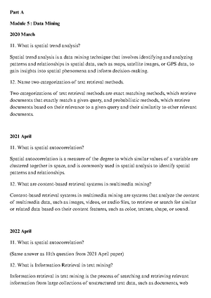 Mod 4 - Data mining notes - Part A Module 4 : Data Mining 2020 March 9 ...