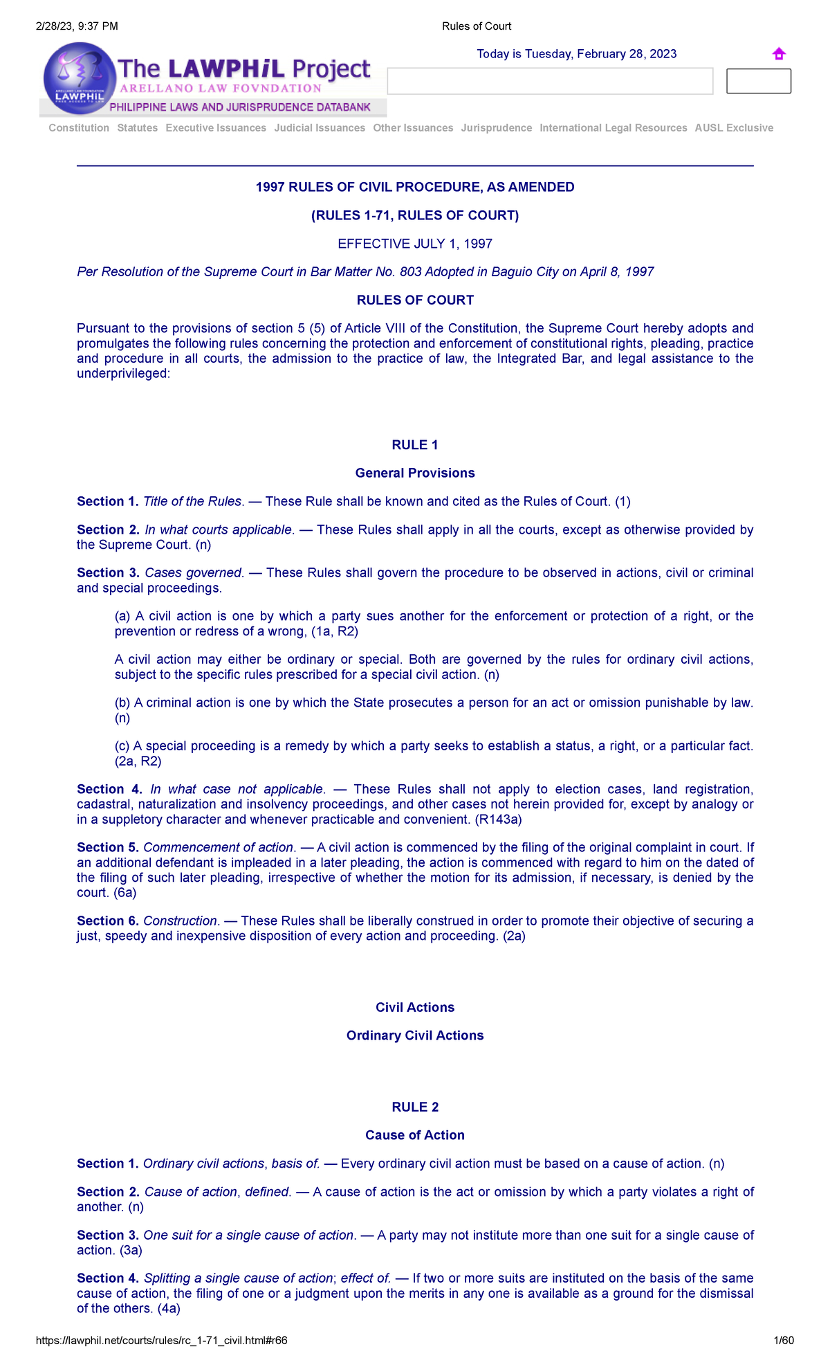 Remedial Law-Civil Procedure-Rules of Court - Constitution Statutes ...