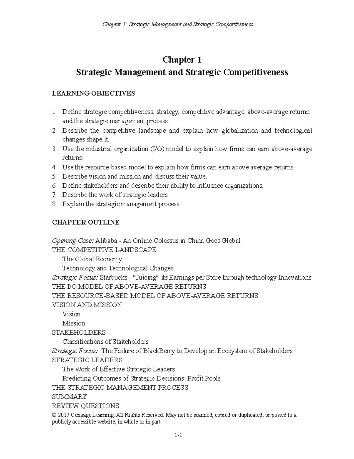 Hitt inst manual 12e ch01 updated 12 - Chapter 1 Strategic Management and Strategic ...