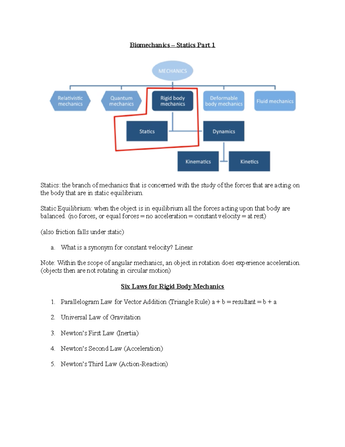 Statics Analysis Human Movement Part 1 - Biomechanics – Statics Part 1 ...