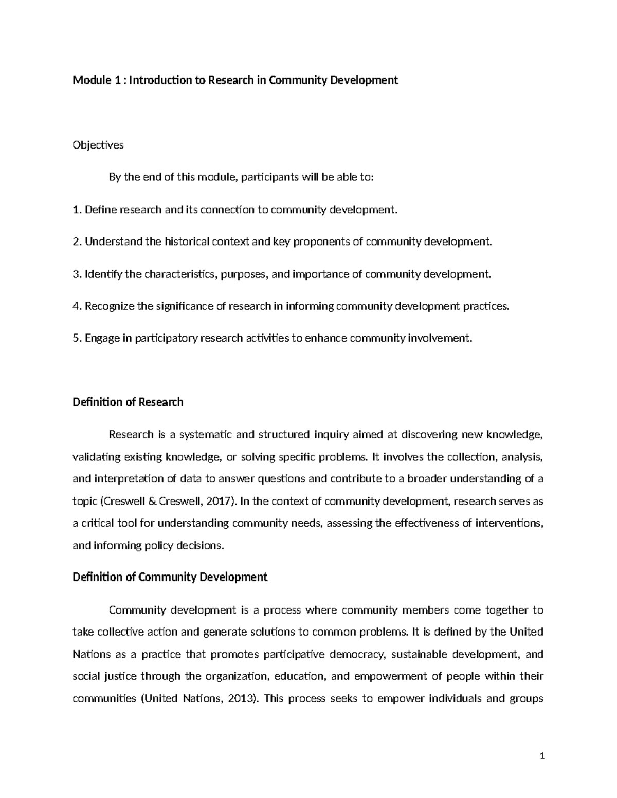 Module 1 - Module 1 : Introduction to Research in Community Development ...