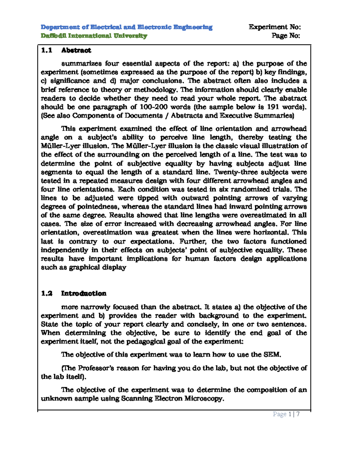 Lab Report template Open Ended Experiment - Daffodil International ...