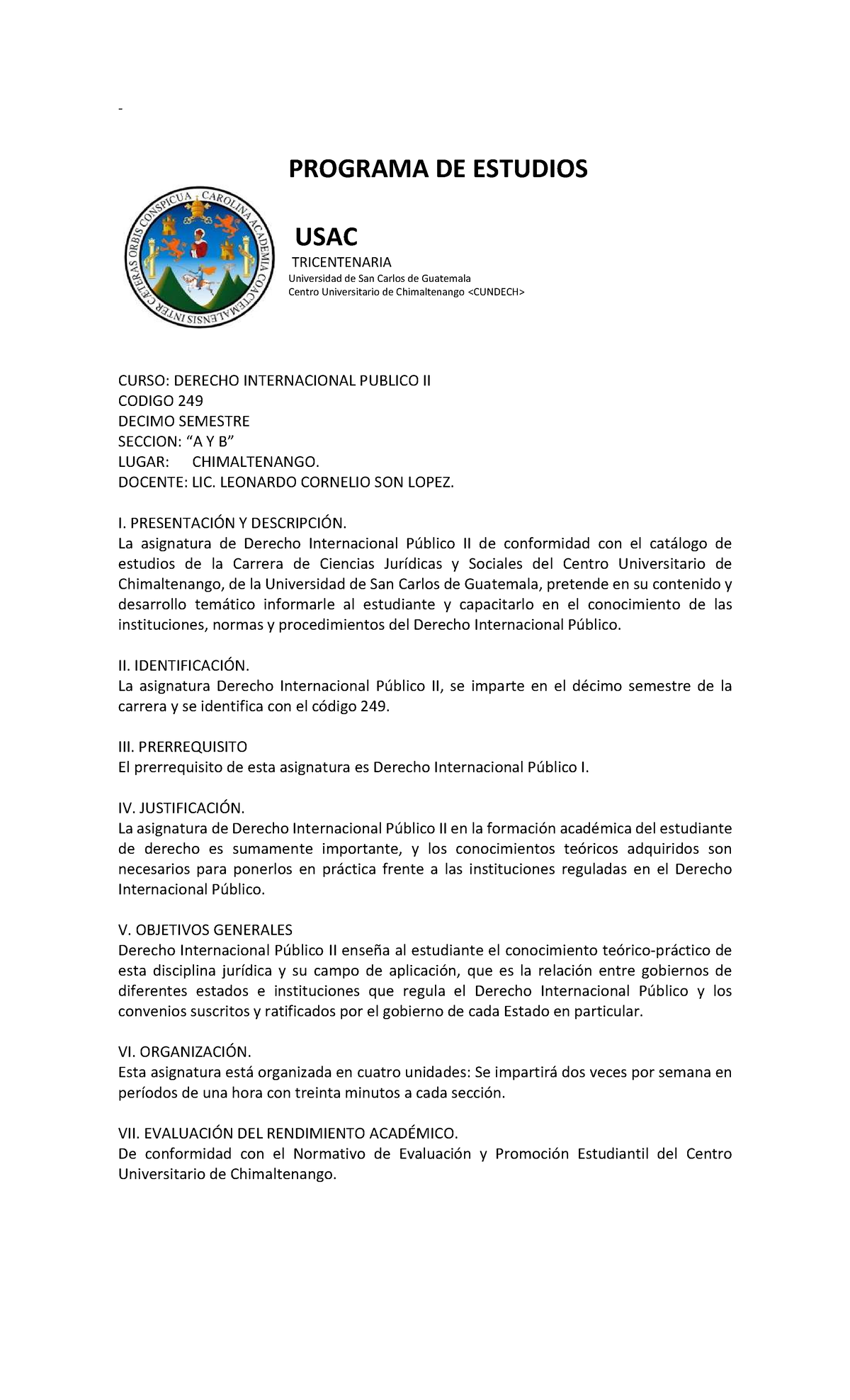 Programa DIP II 2023 - sfffffffffffffffffffffffff - PROGRAMA DE ESTUDIOS USAC TRICENTENARIA ...