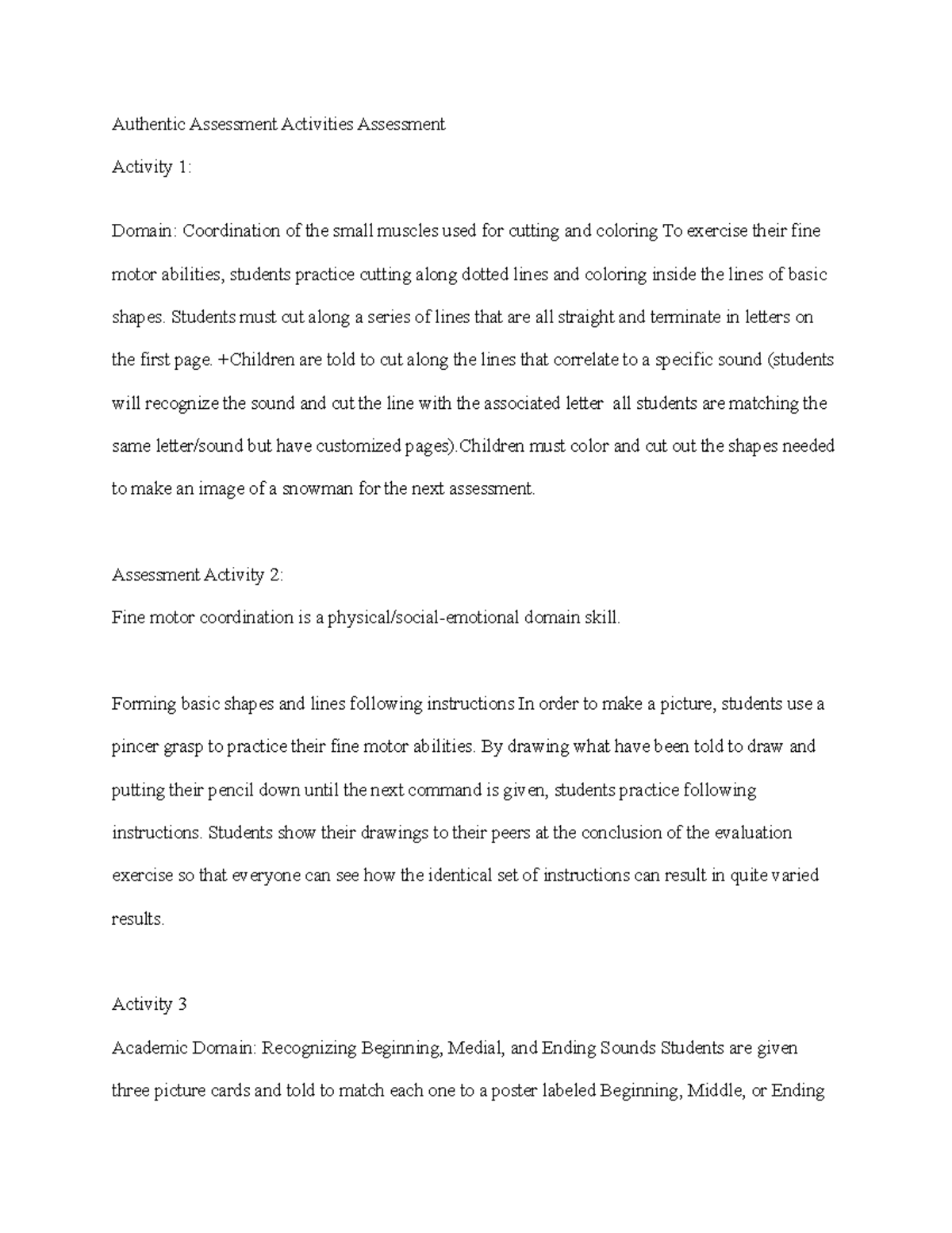 Authentic Assessment Activities - Students must cut along a series of ...