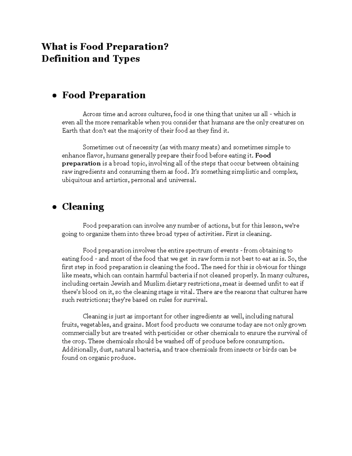 Food Preparation How To Prepared A Food In The Right Way What Is