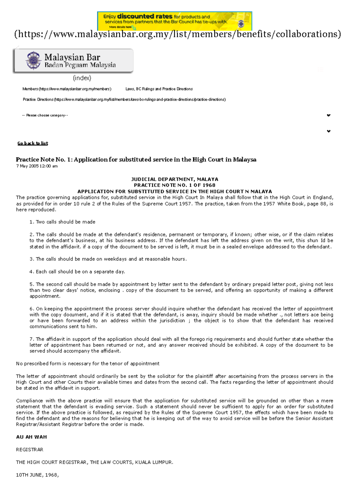 Practice Note No. 1 Application for substituted service in the High ...