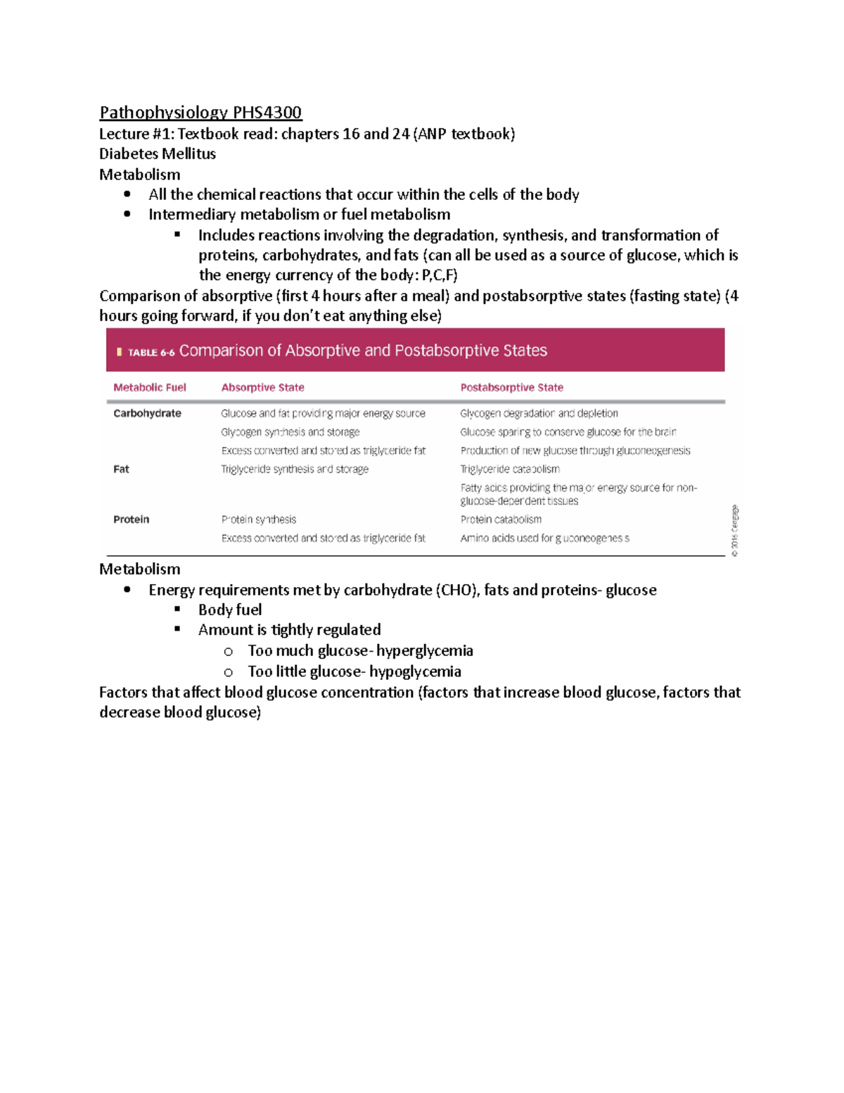 Pathophysiology (PHS4300) lecture notes - Pathophysiology PHS Lecture ...