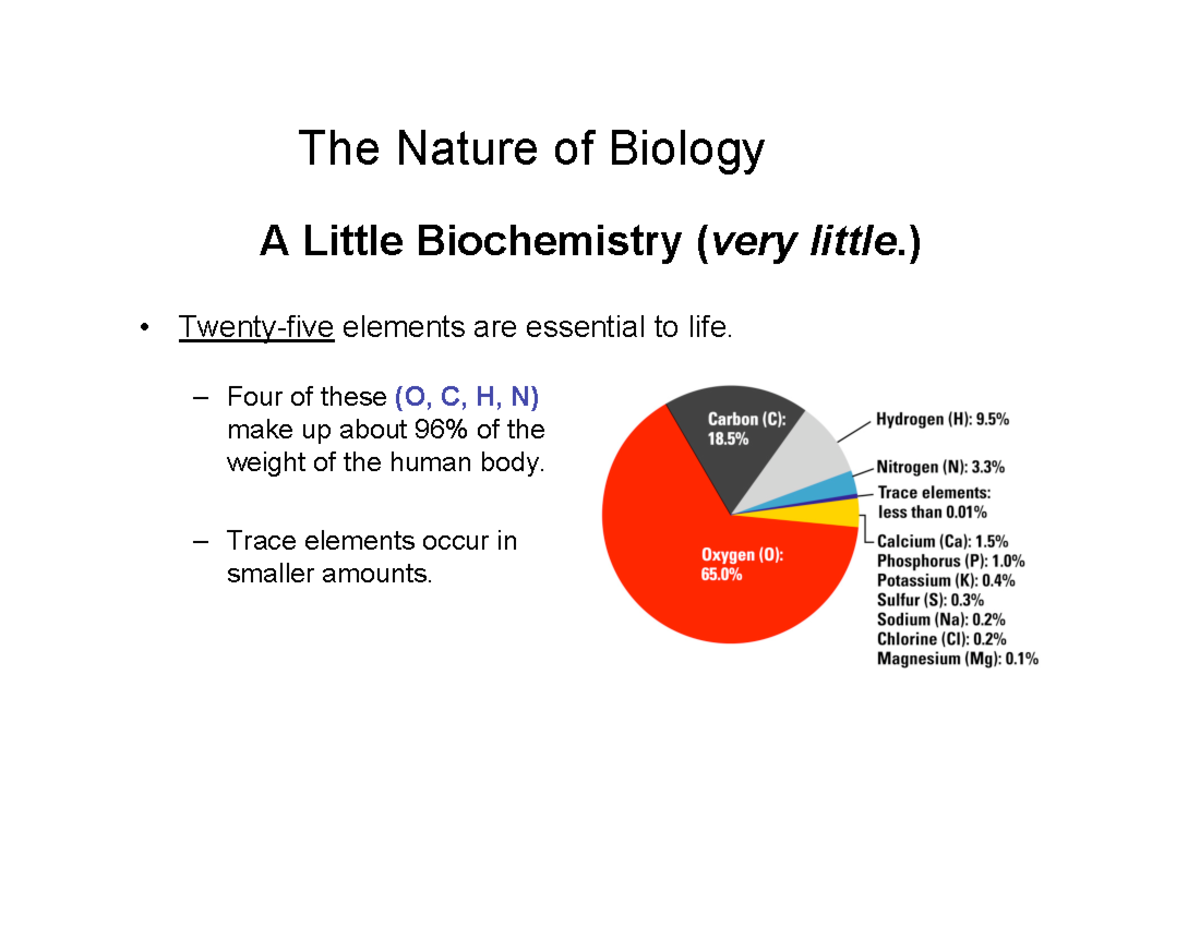 Lec2 - Lecture Notes for Bioligy - Twenty-five elements are essential ...