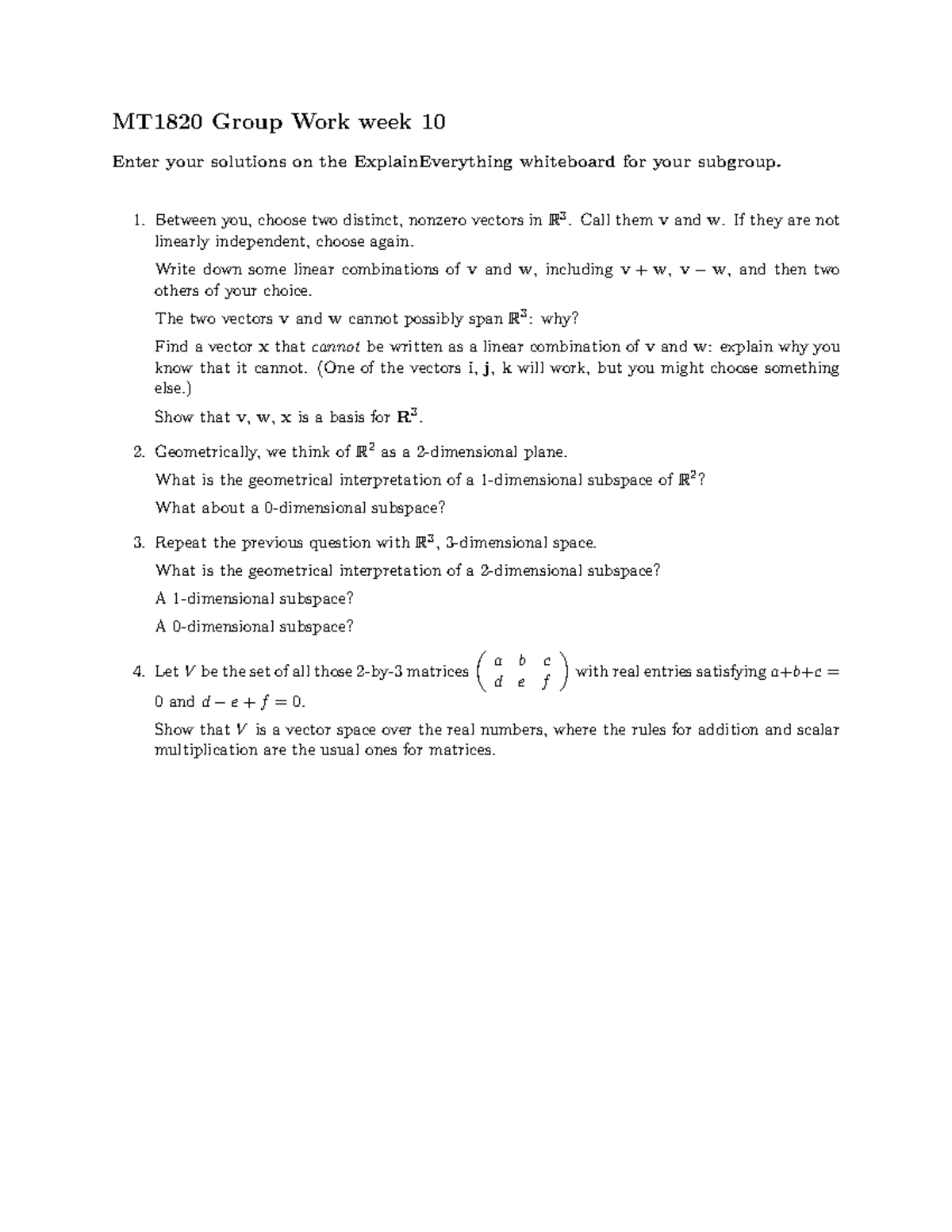 MT1820 Group Work Week 10 - MT1820 Group Work week 10 Enter your ...