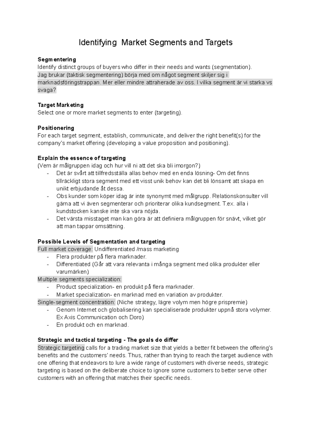 Kapitel 6- Identifying Market Segments and Targets - Identifying Market ...