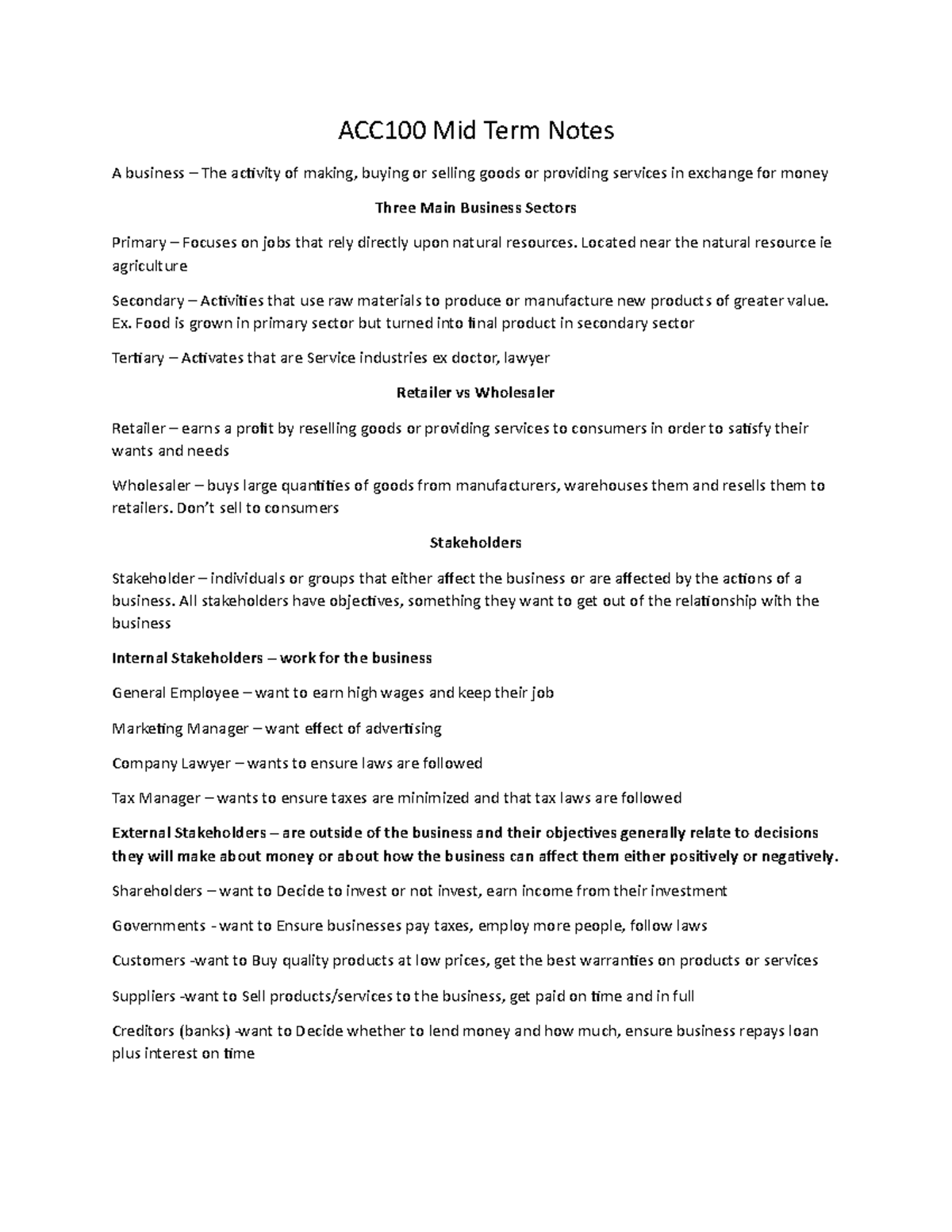 ACC100 Mid Term Notes - Summary Introductory Financial Accounting ...