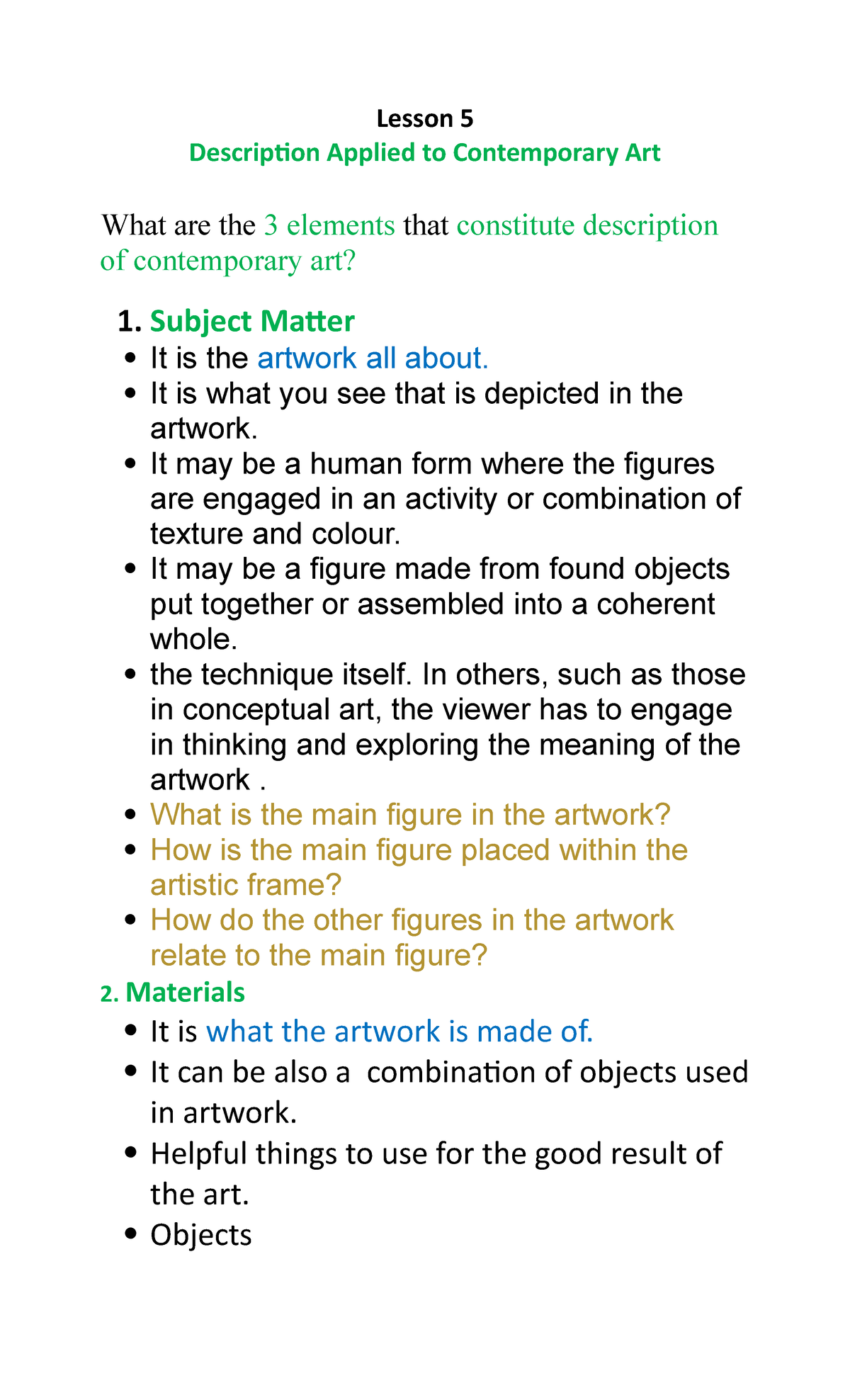 Cpar Midterm Reviewer - Lesson 5 Description Applied to Contemporary ...