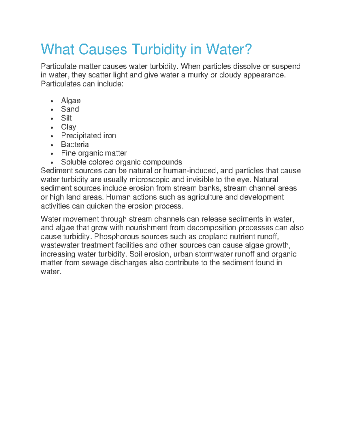 Turbidity Reduction Bsme What Causes Turbidity In Water
