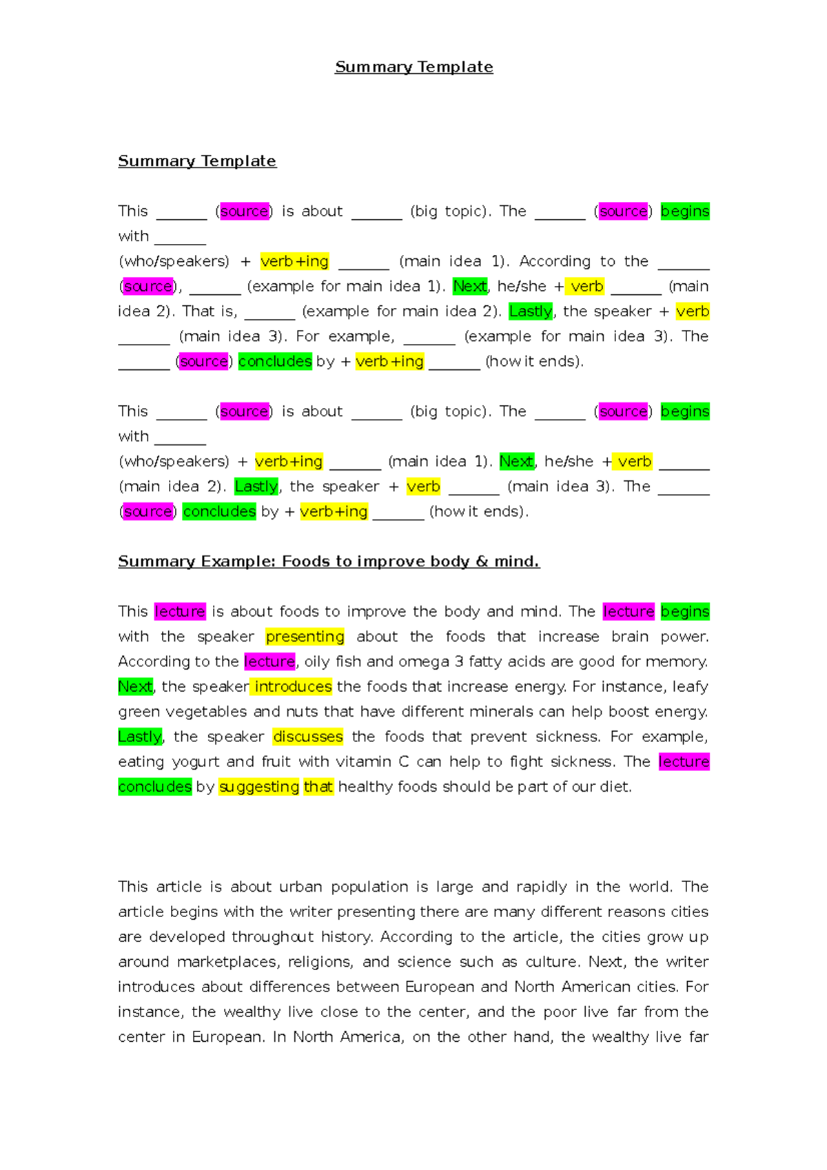 Summary Template - About presentation - Summary Template This ...