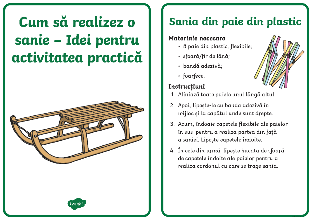 Cum sa realizez o sanie - Idei pentru activitatea practica - Sania din ...