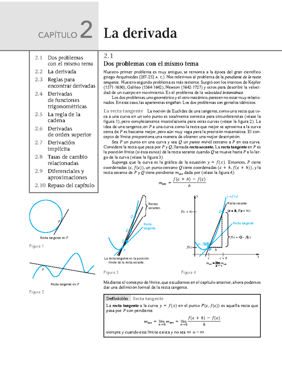 La derivada Capitulo 2 - CAPÍTULO 2 La derivada ####### 2 Dos problemas ...