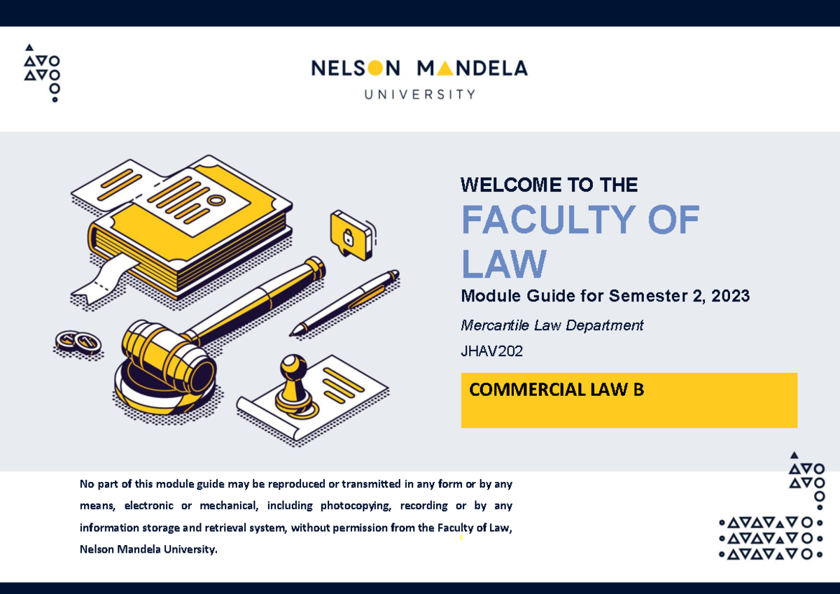 Commercial Law B Module Guide Semester 2 (2023) JV (002 ...