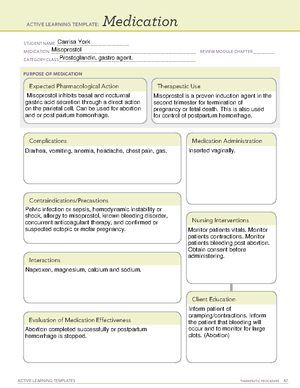 Acetaminophen - ATI Medication Template - ACTIVE LEARNING TEMPLATES ...
