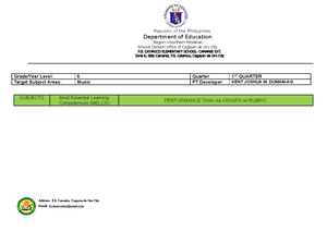 Grade 5 Quarter 1 - Performance task 4 - Republic of the Philippines ...