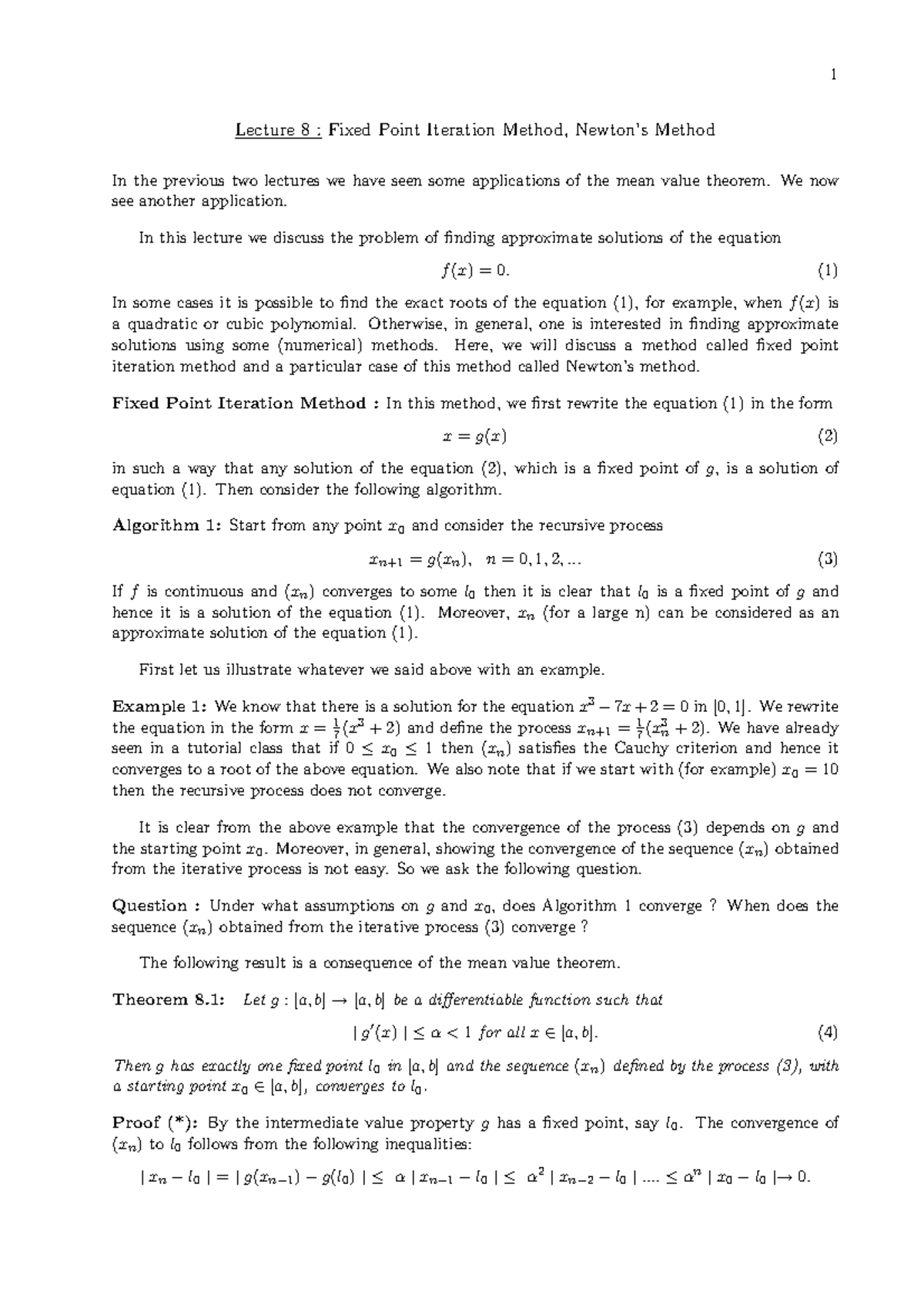 Fixed Point Iteration Method Newtons Method We Now See Another