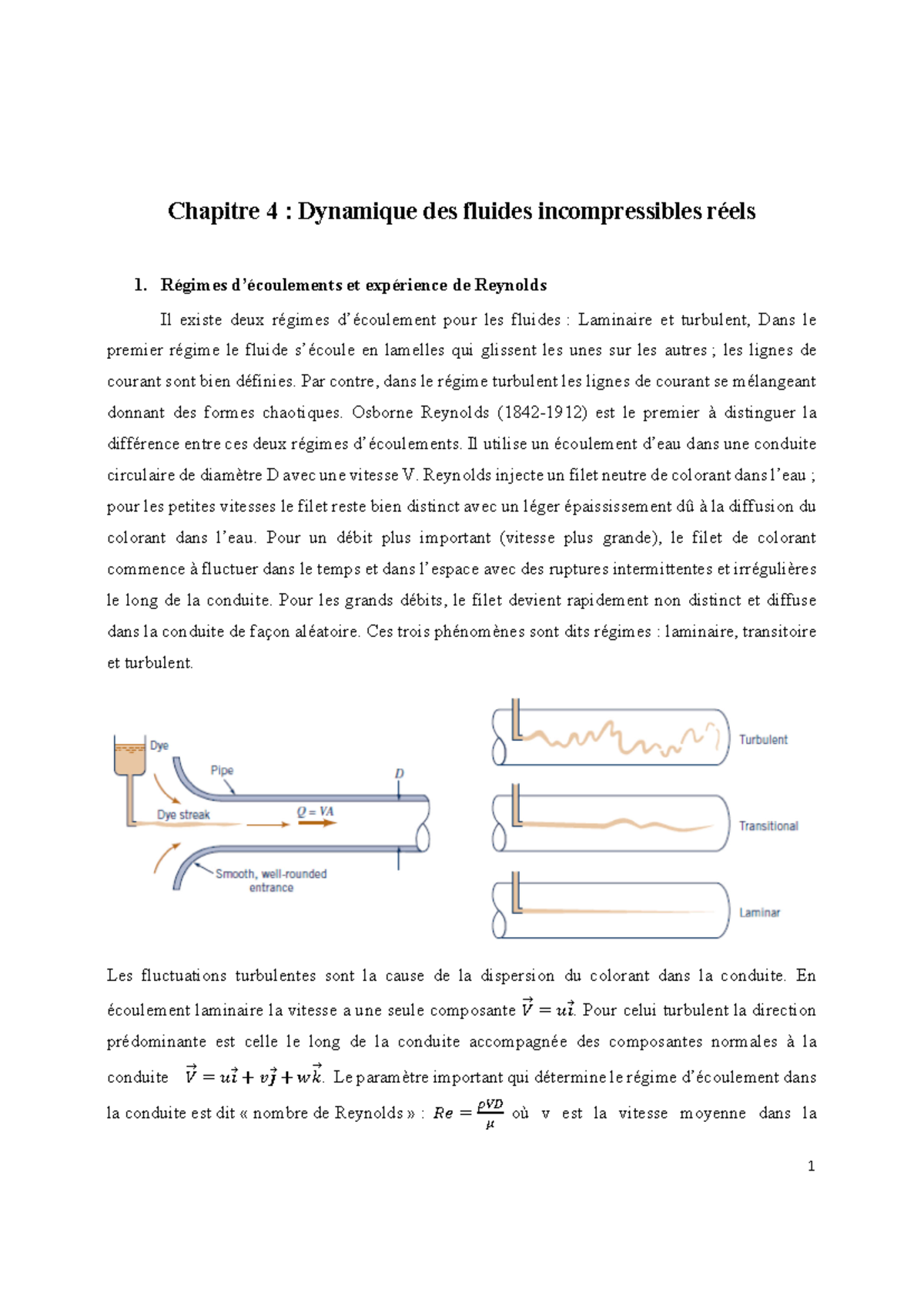 Chapitre 4 Mécanique des fluides - Chapitre 4 : Dynamique des fluides incompressibles réels ...