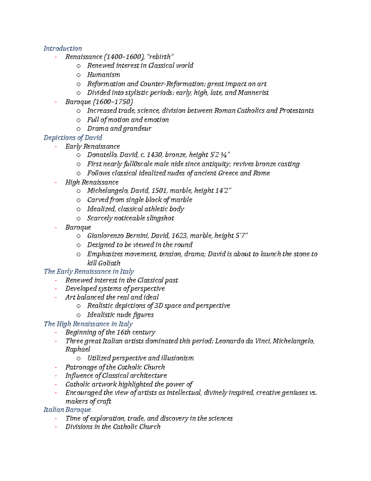 Art of Renaissance and Baroque Europe - Introduction - Renaissance ...